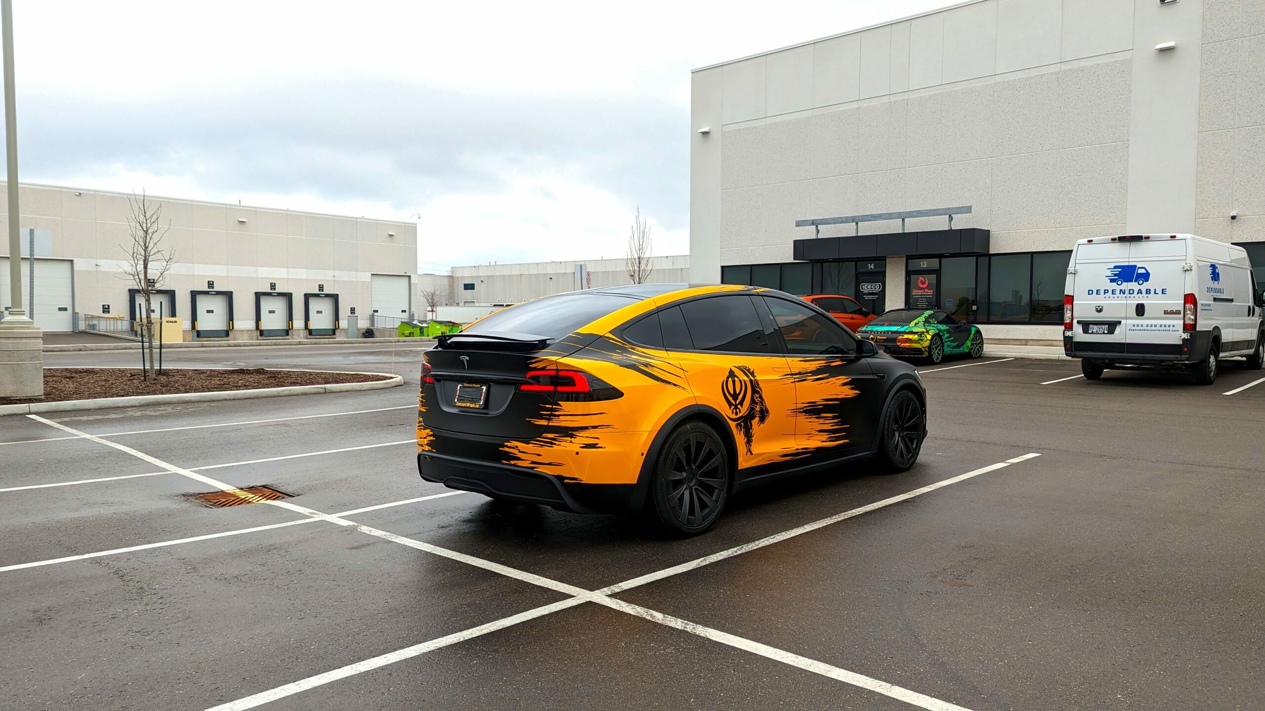 Tesla Model X Matte Phantom Black + Dandelion Yellow - Concept Wraps