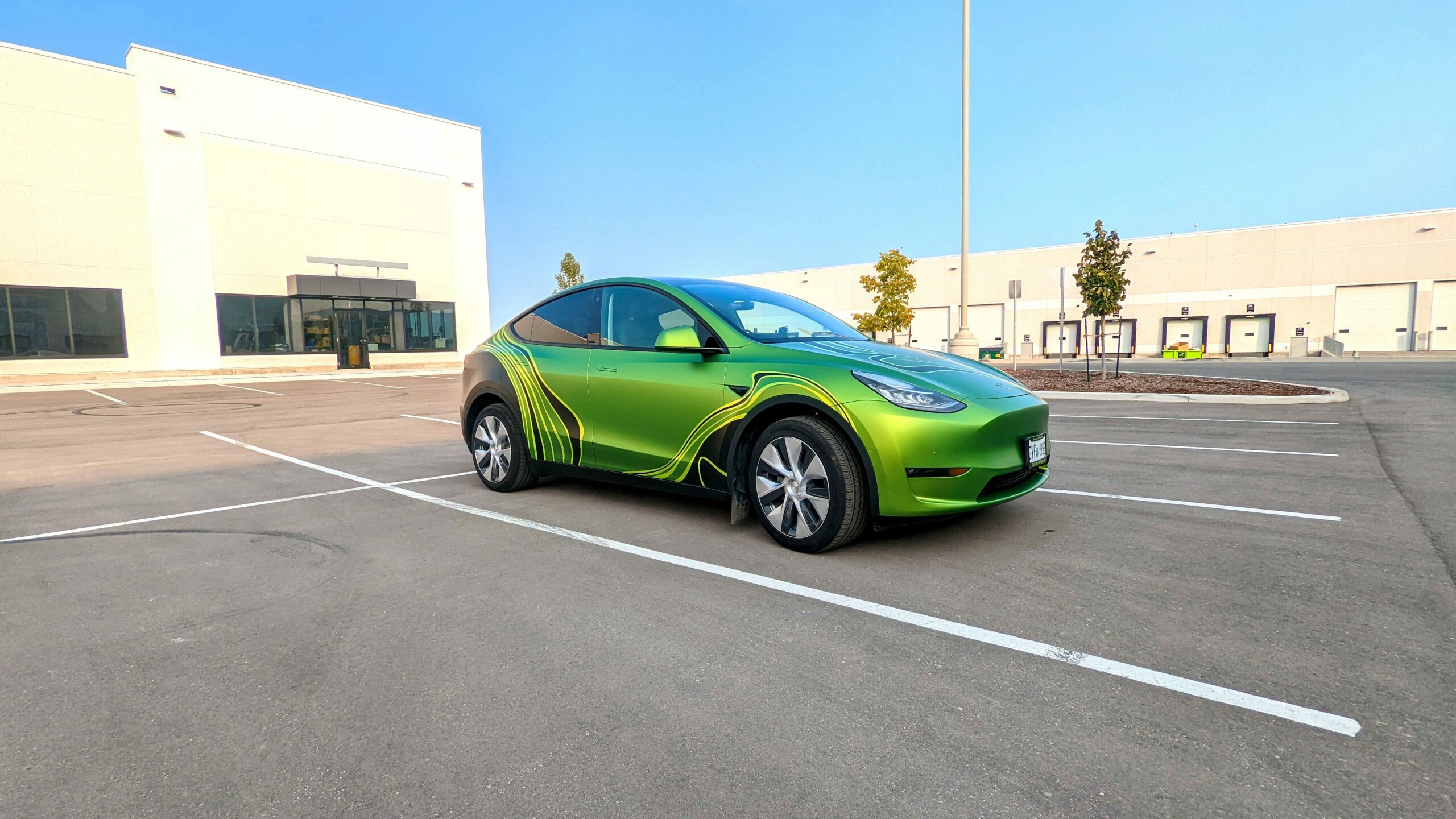 Tesla Model Y Matte Iced Viper Green + Custom Design - Concept Wraps