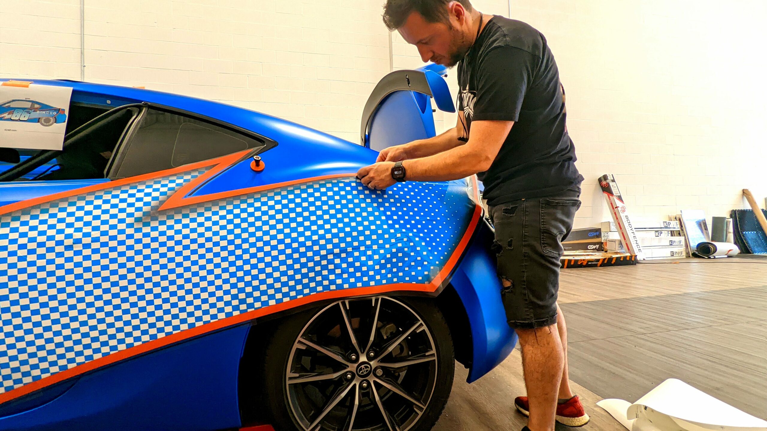 Toyota 86 Satin Perfect Blue And Custom Print - Concept Wraps