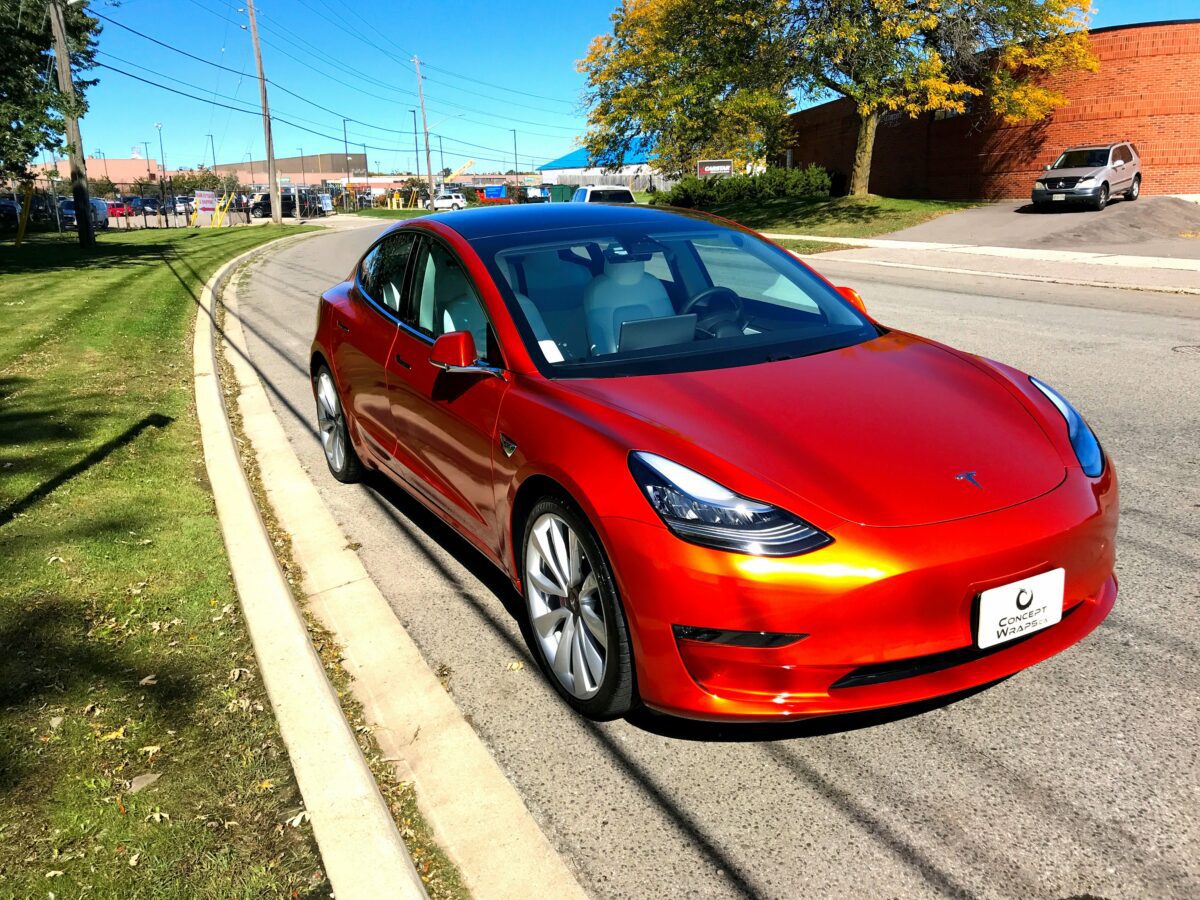 Tesla Model 3 Fiery Orange - Concept Wraps