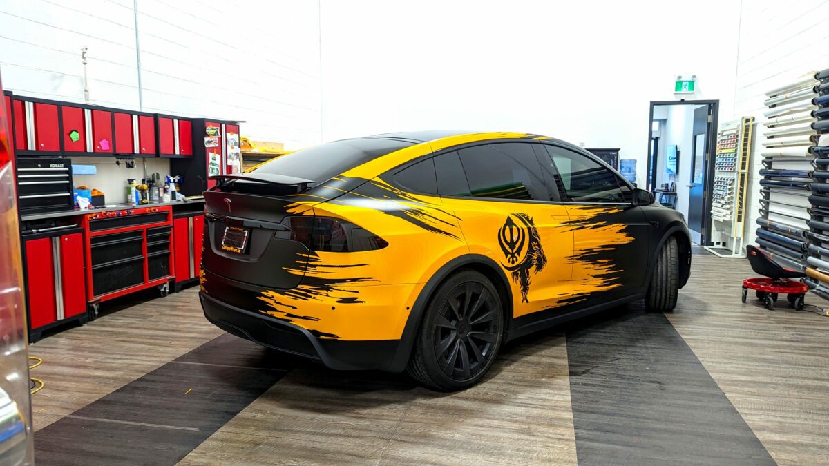 Tesla Model X Matte Phantom Black + Dandelion Yellow - Concept Wraps
