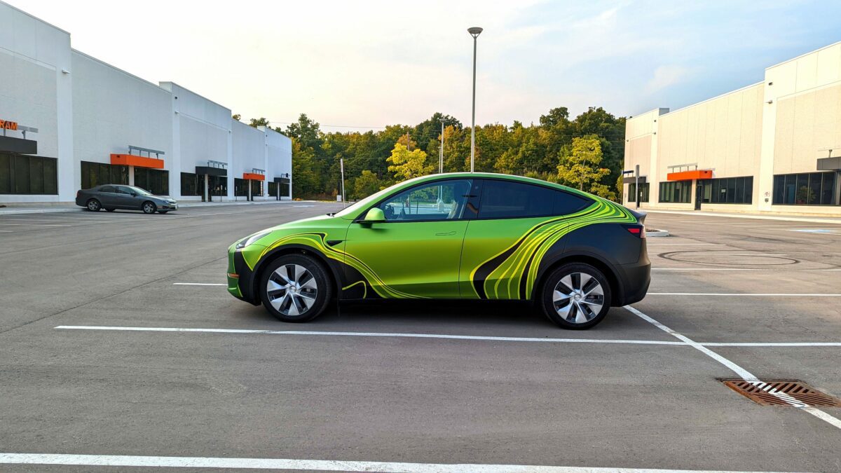 Tesla Model Y Matte Iced Viper Green + Custom Design - Concept Wraps