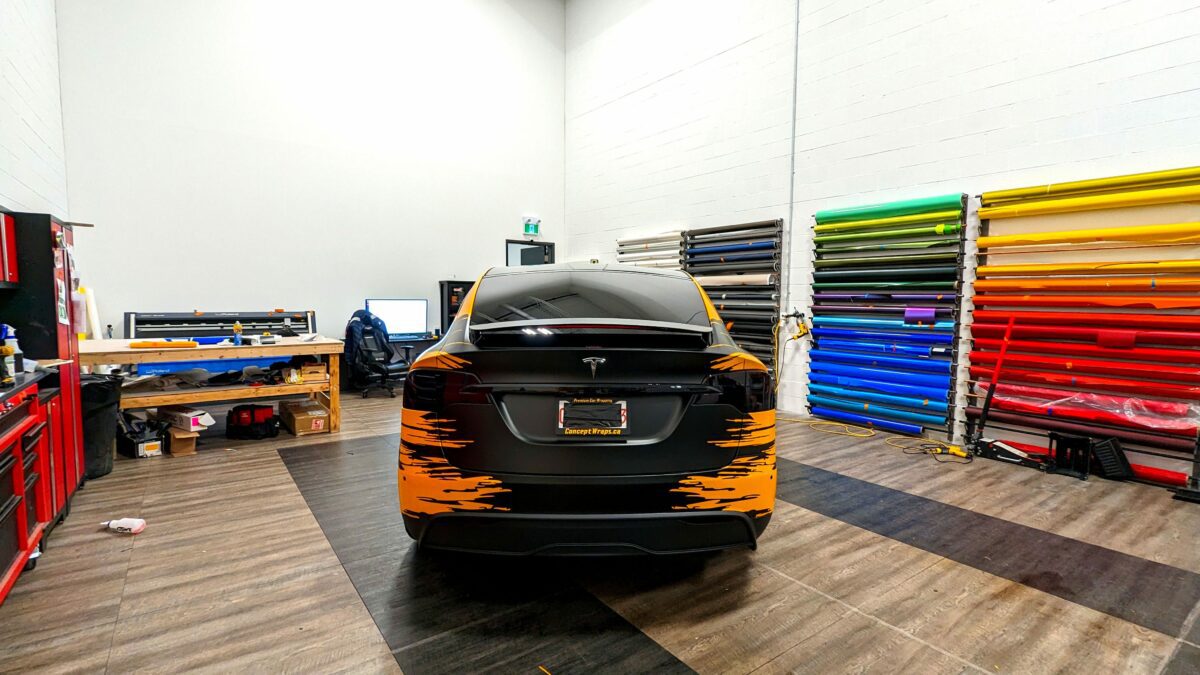 Tesla Model X Matte Phantom Black + Dandelion Yellow - Concept Wraps