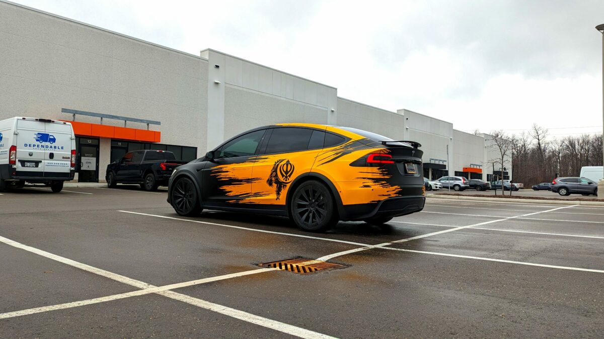 Tesla Model X Matte Phantom Black + Dandelion Yellow - Concept Wraps